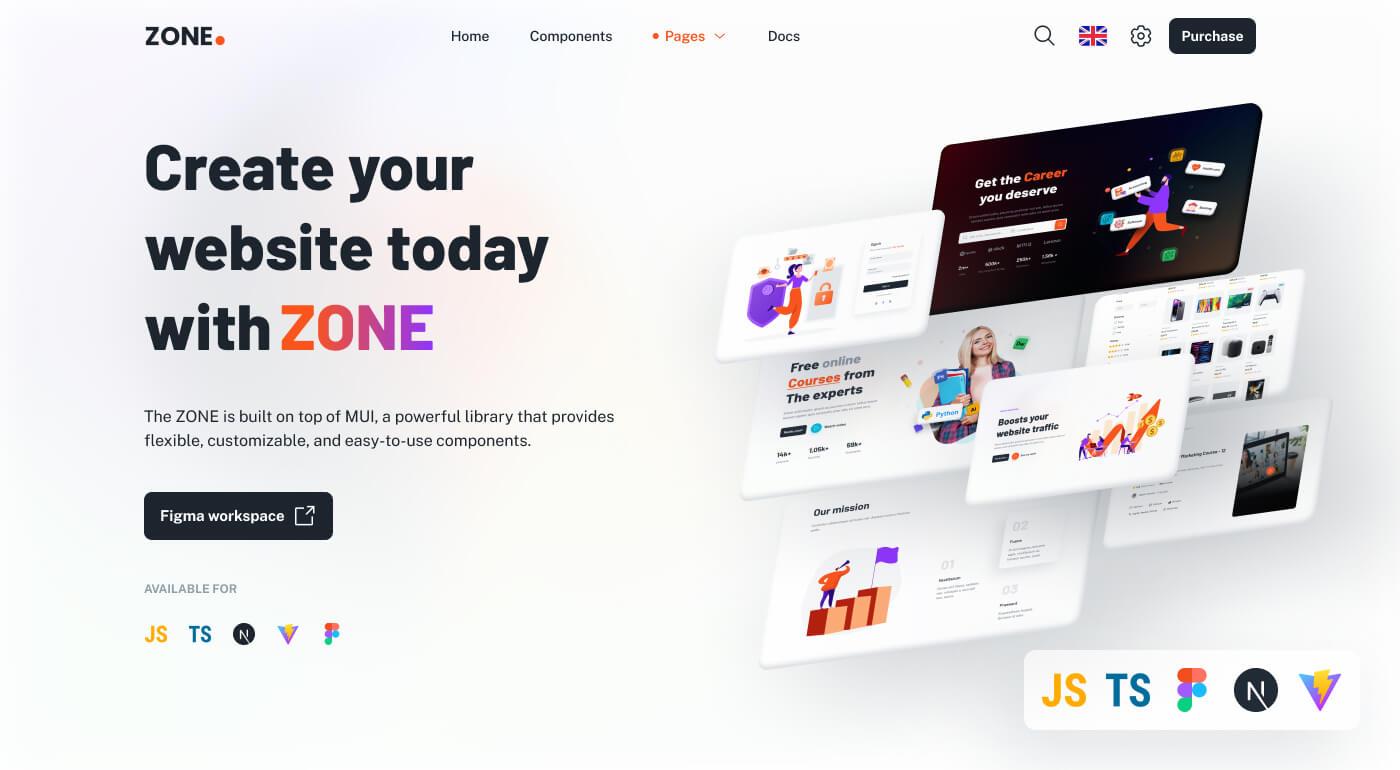 Zone - Multipurpose Landing Page + UI Kit - MUI Store